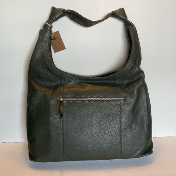 Bags | Genuine Leather Olive Green Hobo Style Tote Bag | Poshmark